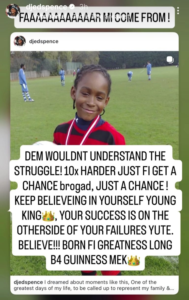 Djed Spence Posts Raw Instagram Reaction In Jamaican Patois After ...